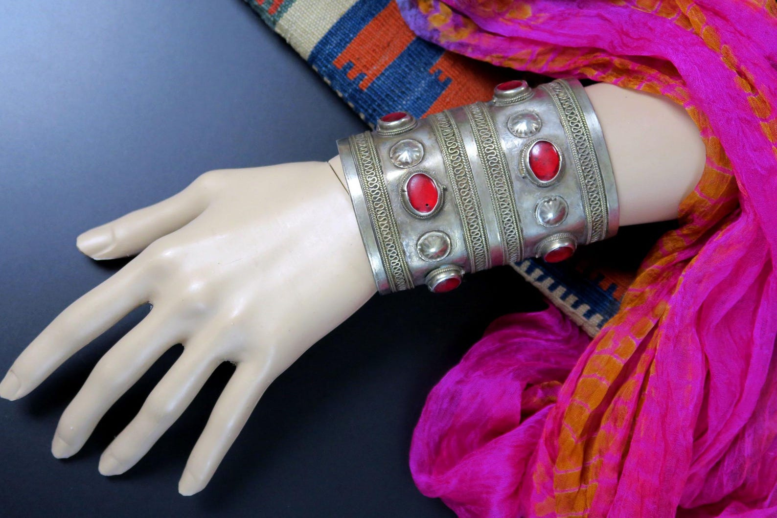 Vintage Turkmen Jewelry- Long 2-tier Ersari Bilezik Cuff Bracelet ...