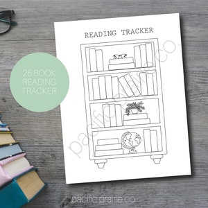 Printable and Digital Bookshelf Reading Tracker, 25 Book Template, TBR ...
