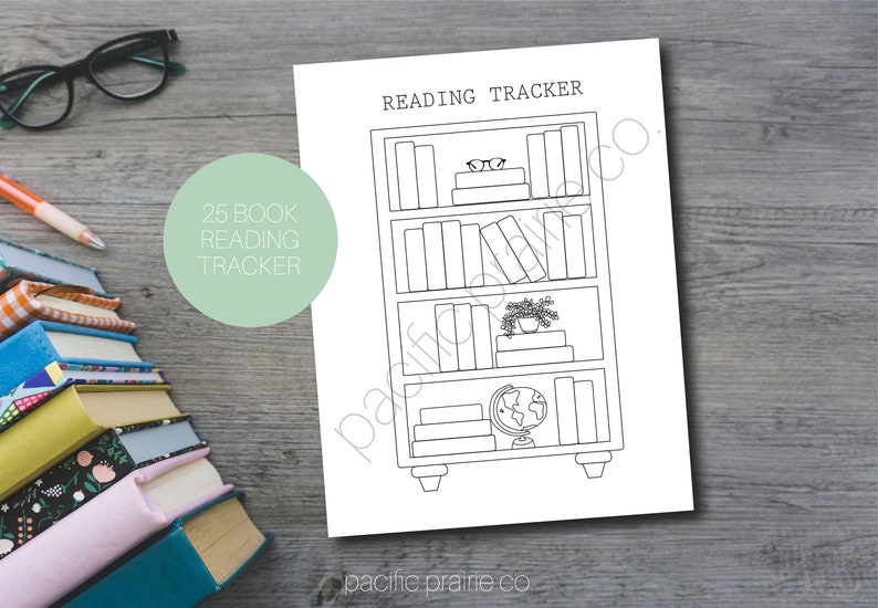 Printable and Digital Bookshelf Reading Tracker, 25 Book Template, TBR ...