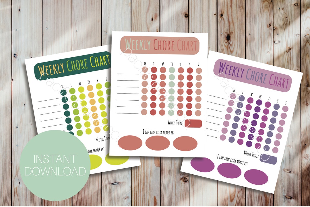 Editable Chore Chart, Behavior Tracker, Digital Download, Weekly ...