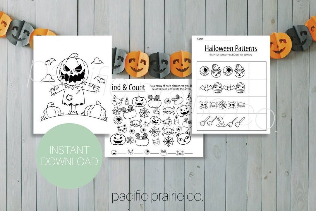 Halloween Coloring 7 Page Printable, Kids Halloween Activity Fun ...