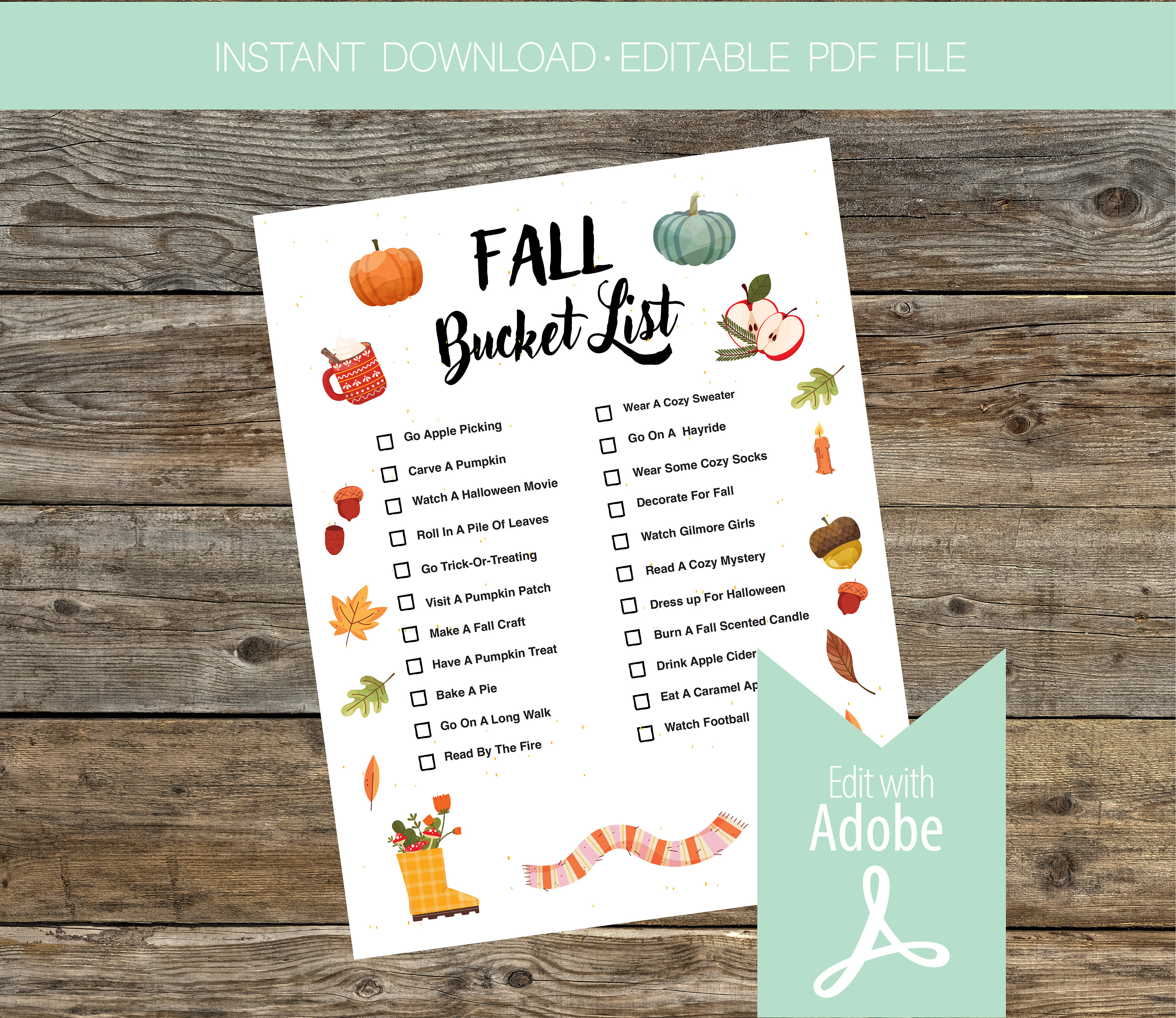 EDITABLE Fall Bucket List, Kids Fall Activities, Fun Fall Printable - Etsy