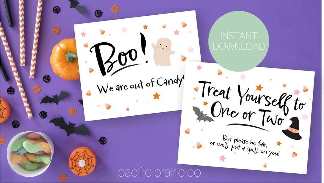 Halloween Trick-or-treat Candy Sign, Please Take One Door Sign, Out of ...