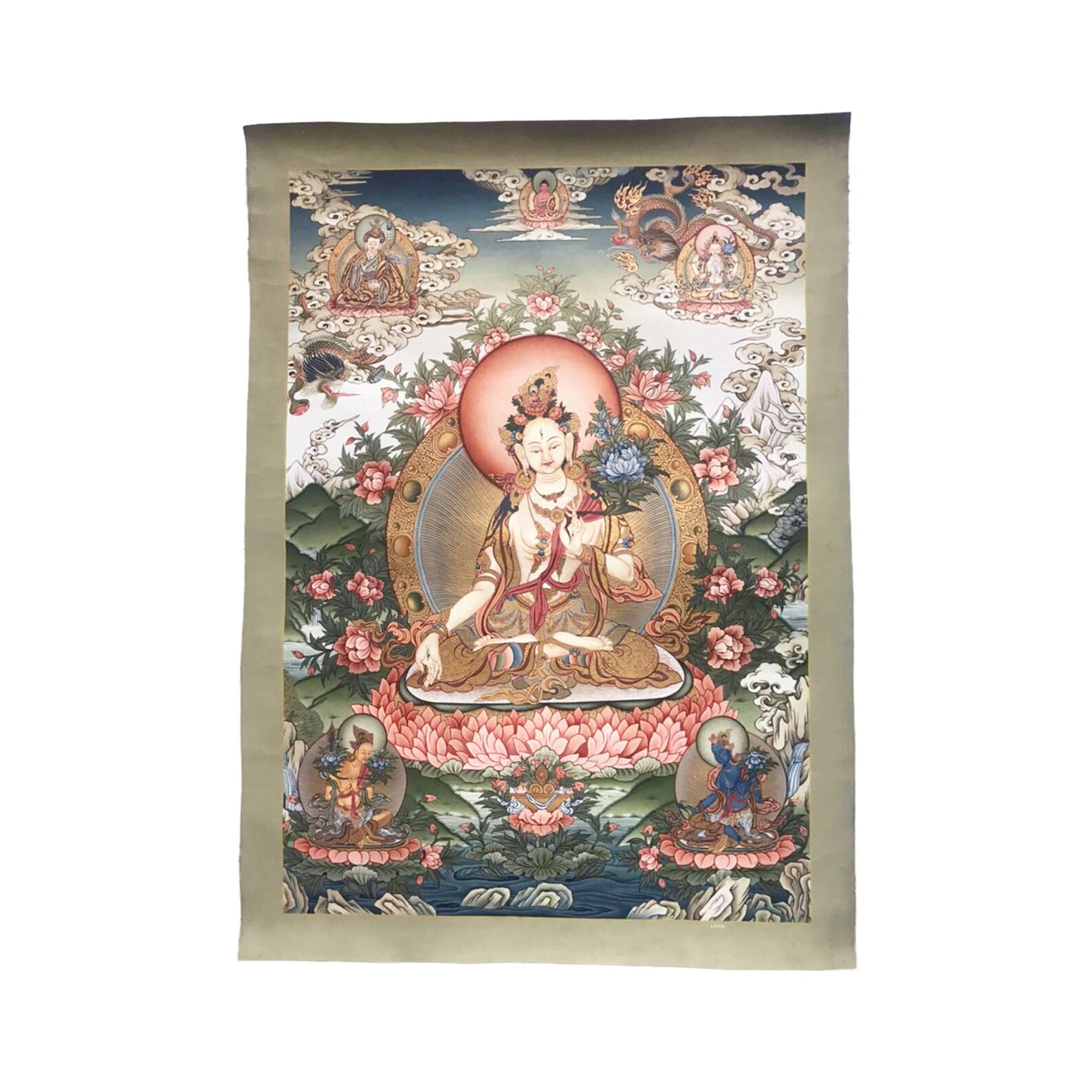 White Tara Goddess Compassion Wisdom Grace Purity Thangka Painting Wall ...
