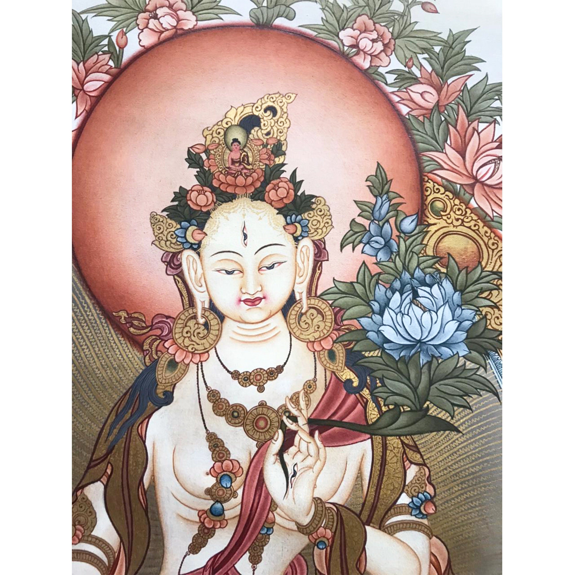 White Tara Goddess Compassion Wisdom Grace Purity Thangka Painting Wall ...