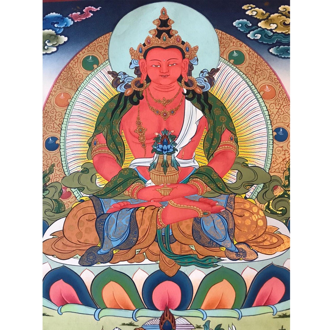 Amitabha Dhyani Buddha Infinite Light Infinite Life Thangka Painting ...