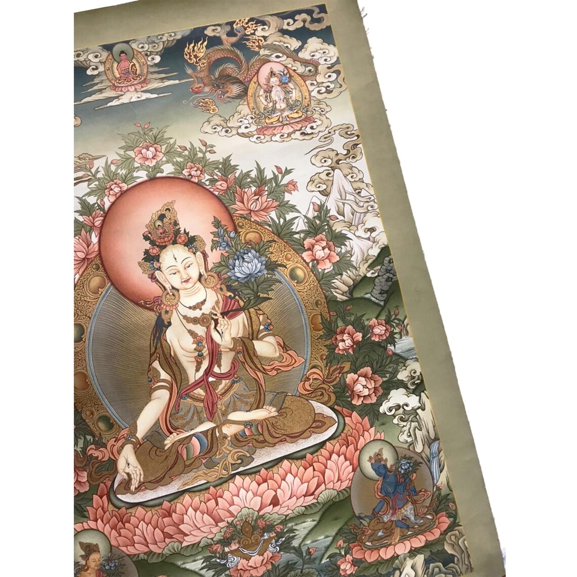 White Tara Goddess Compassion Wisdom Grace Purity Thangka Painting Wall ...