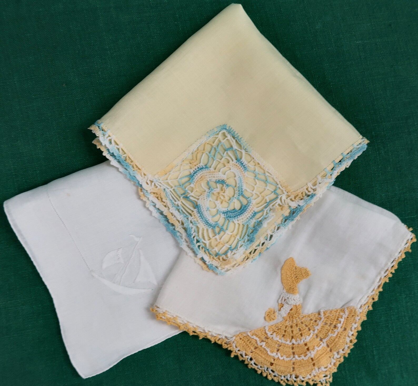 Vintage Handkerchief Group of 3/ Hanky Lot/ Crocheted Southern - Etsy