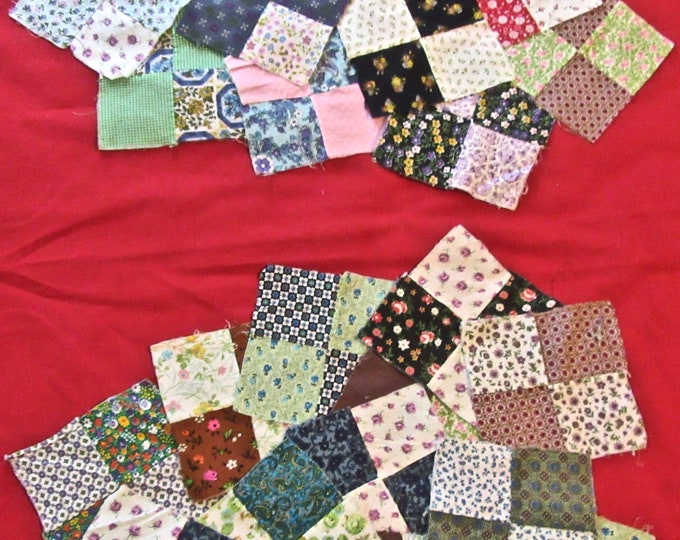 Vintage Four-patch Quilt Blocks With Many Prints and Solids in a Wide ...