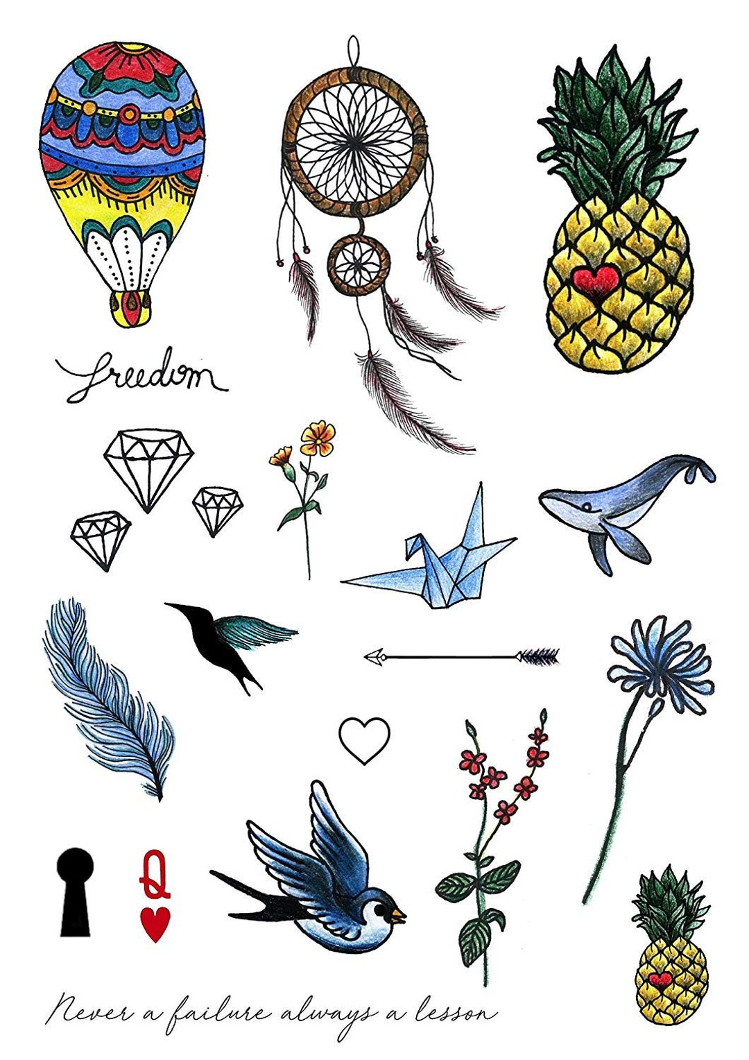 Funky Temporary Tattoo Set by Tatsy, Original Cool Unique Lovely Modern ...