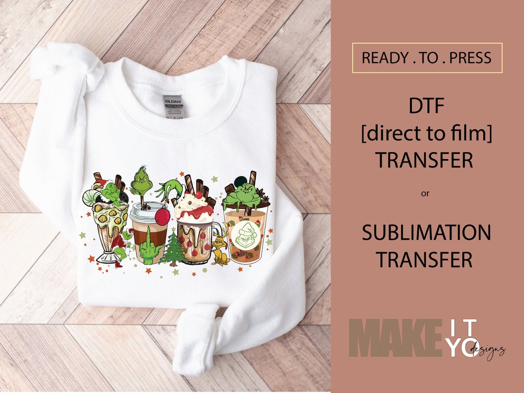 Christmas Grinch Coffee Holiday DTF Transfer Sublimation Heat Transfer ...