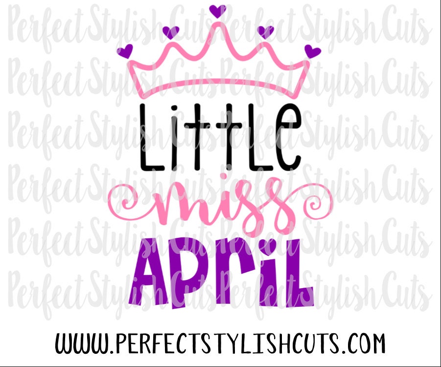Little Miss April SVG DXF EPS Png Files for Cutting | Etsy