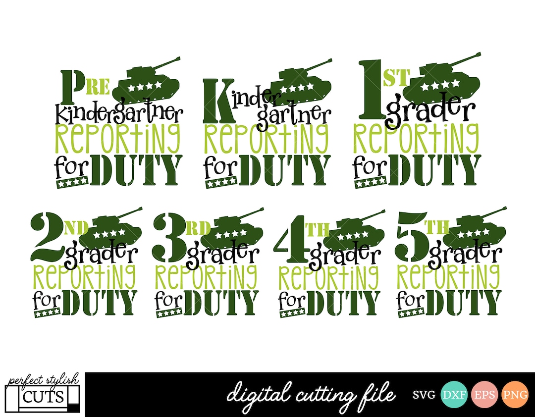 Reporting for Duty SVG, Back to School Svg Bundle, Pre-k to 5th Grade ...