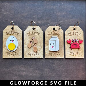 Allergy Tags Glowforge SVG Files, Laser File, Egg Allergy Tag Svg ...