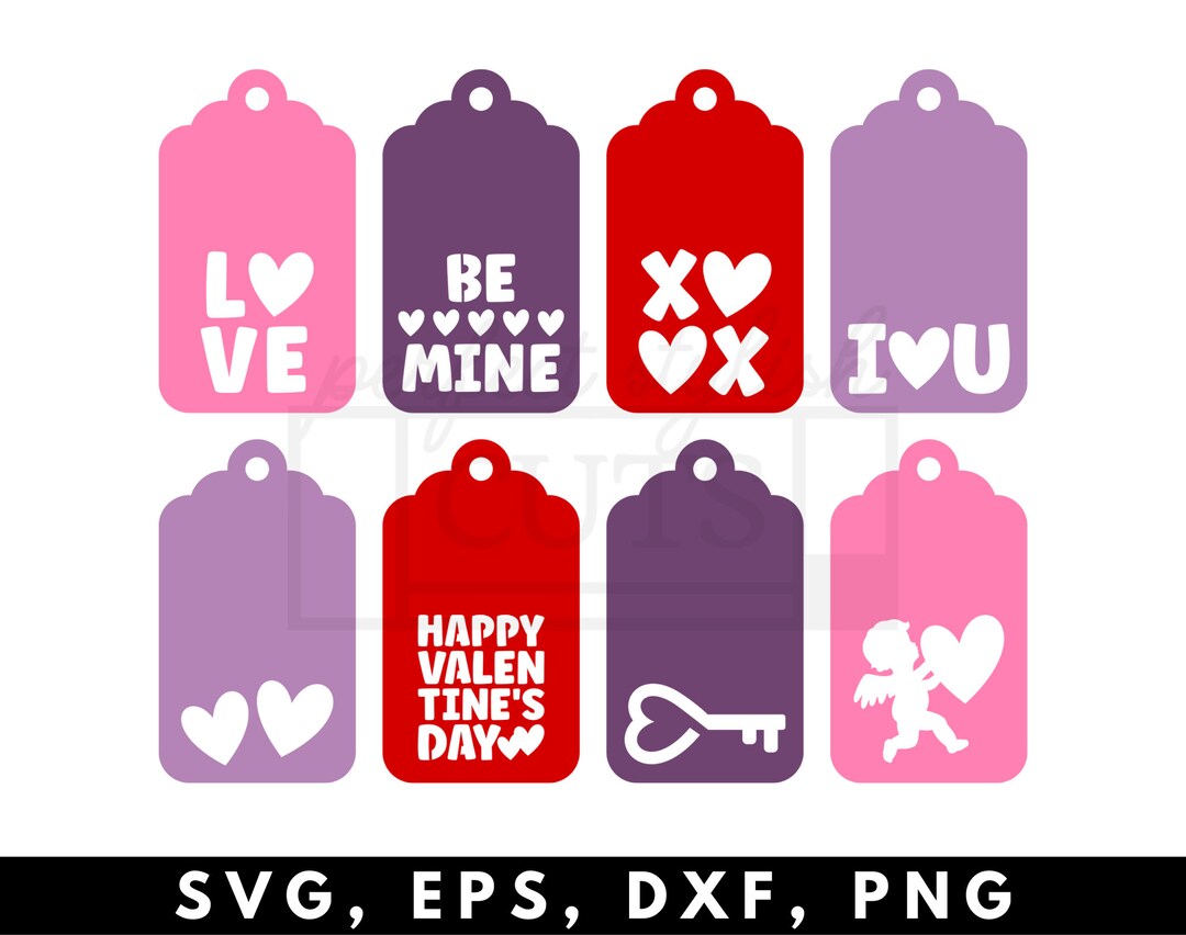 Valentines Day Gift Tags SVG Files for Cricut - Happy Valentines Day ...