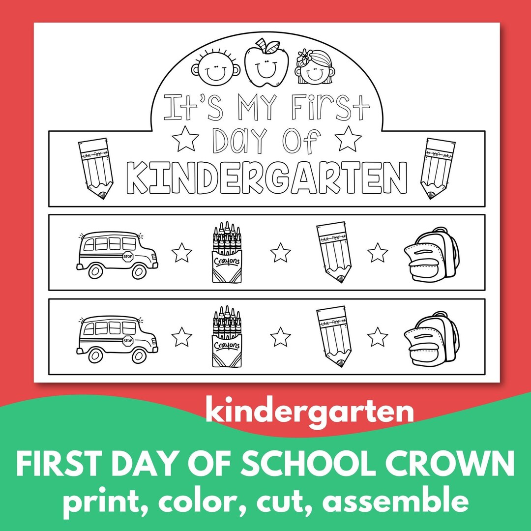 First Day of Kindergarten Crown Printable - Etsy
