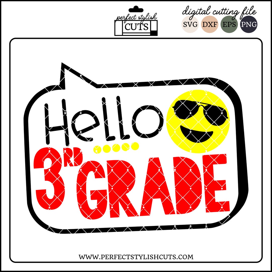 Hello 3rd Grade Svg, Third Grade Svg Back to School Svg, Emoji Svg ...