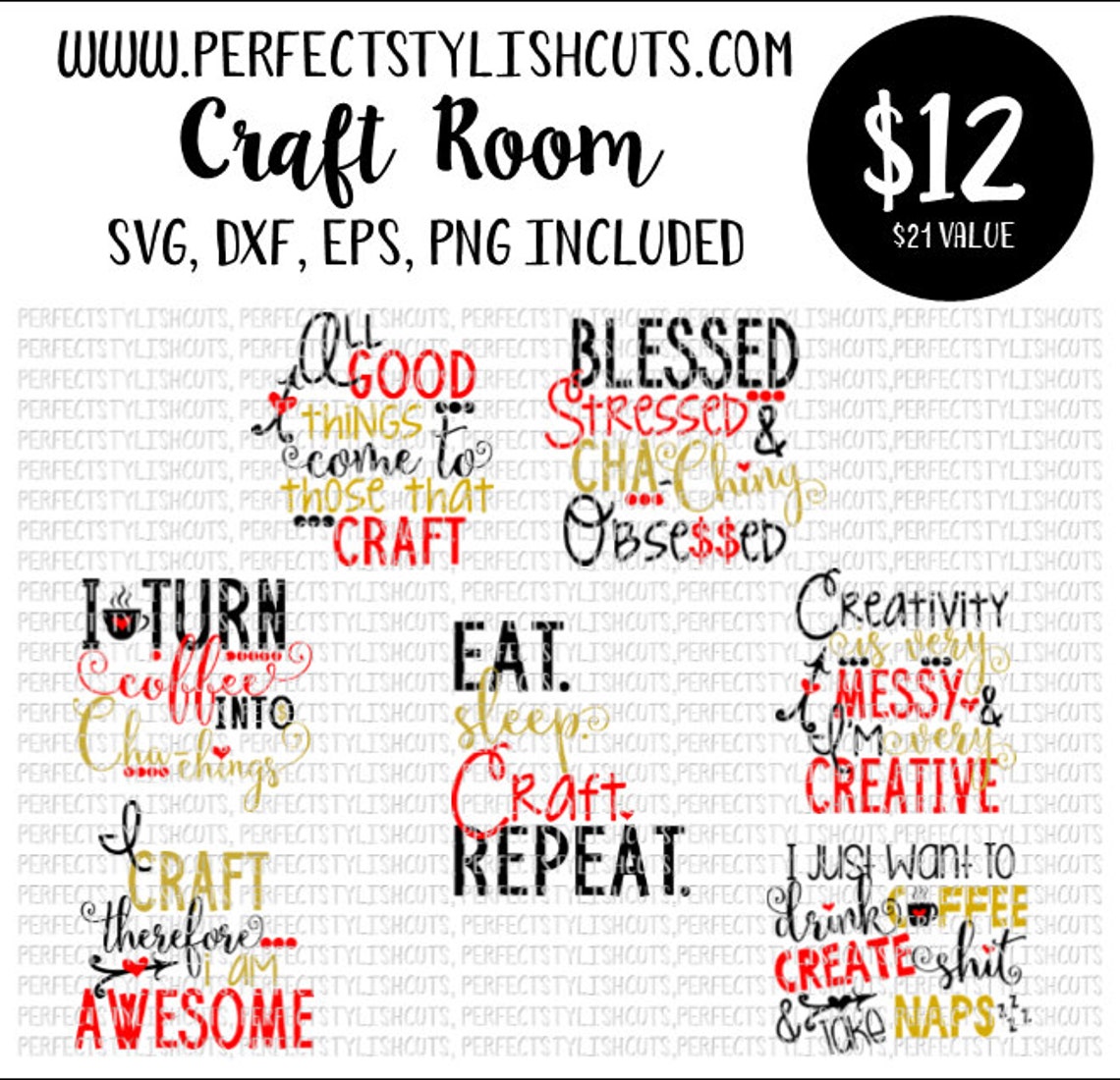 Craft Room Decor Bundle SVG, DXF, EPS, Png Files for Cutting Machines ...
