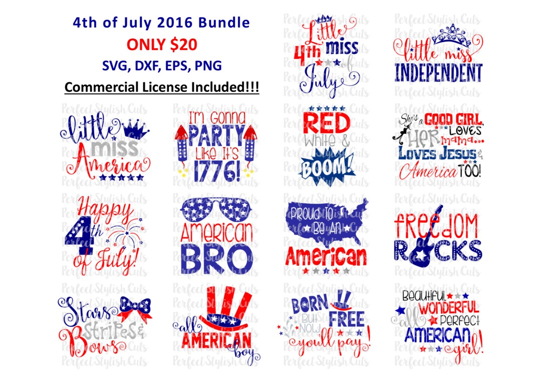4th of July Designs Bundle, SVG, DXF, EPS, Png Files for Cutting ...