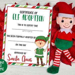 Elf Adoption Certificate Printable Boy Elf Doll - Etsy