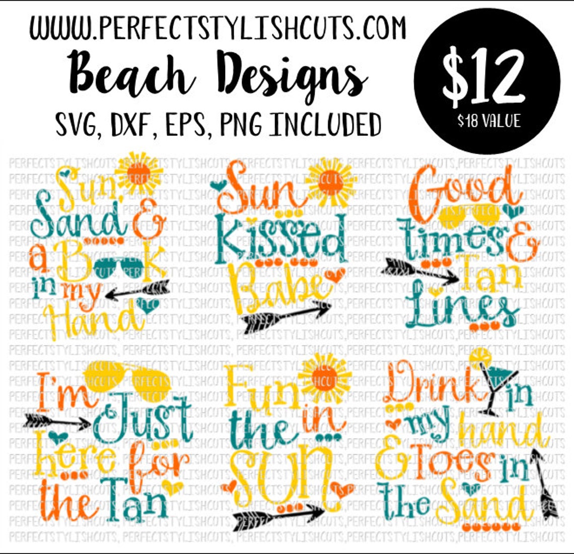 Beach Designs Bundle SVG DXF EPS Png Files for Cutting - Etsy