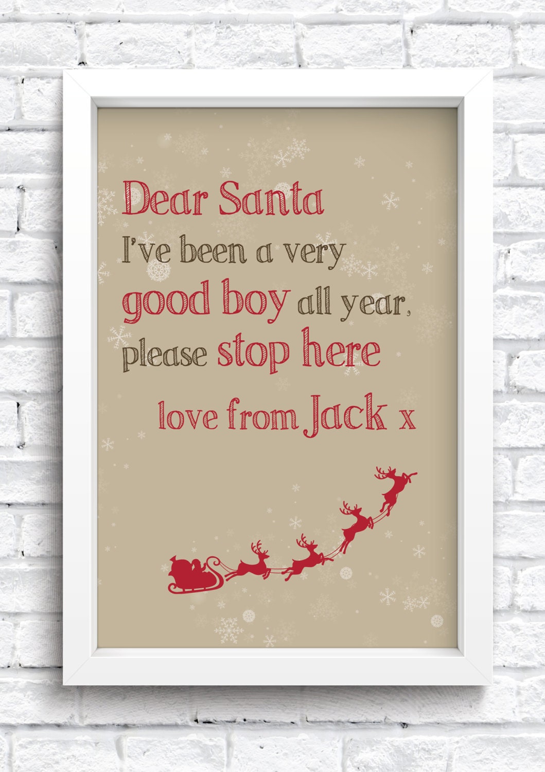 Personalised Dear Santa Christmas Framed Print Keepsake. Kids - Etsy