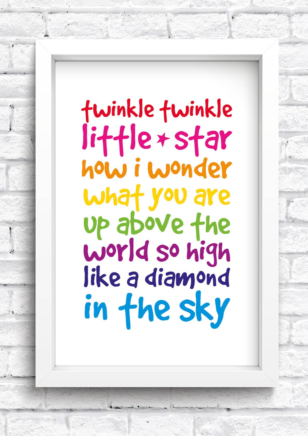 Twinkle Twinkle Little Star Digital Download Keepsake. Rainbow Colour ...