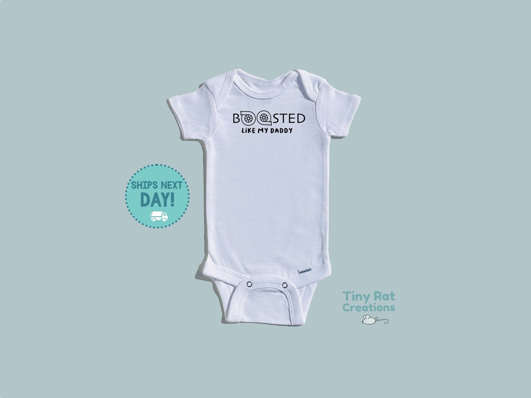 Boosted Like My Daddy Twin Turbo, Car Baby Onesie for Dad, Baby Onesie ...