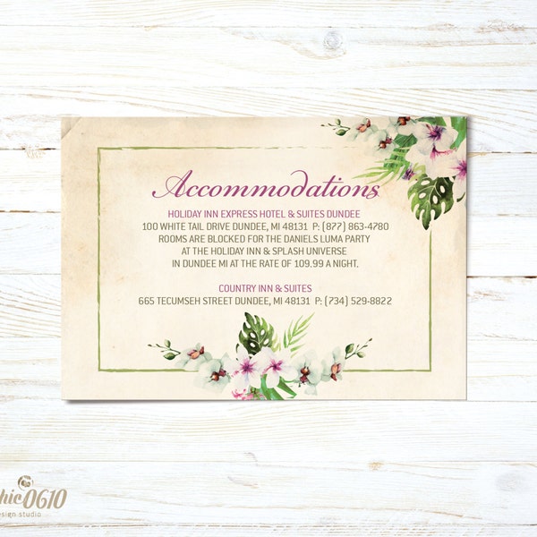 Accommodation Cards - Etsy
