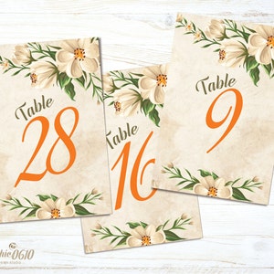 Printable Table Numbers 1-30, Digital Floral Ivory Wedding Table ...