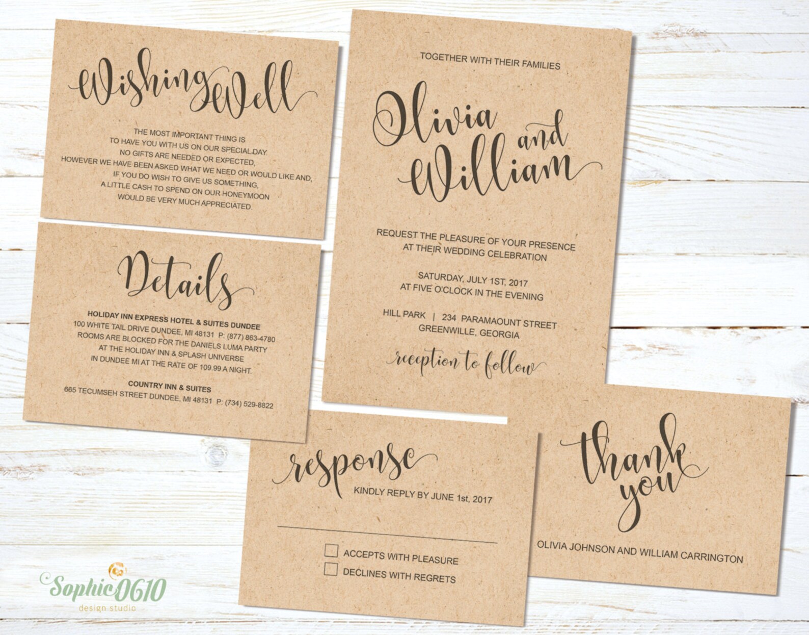 Printable Wedding Invitation Set, Simple Wedding Invitation ...