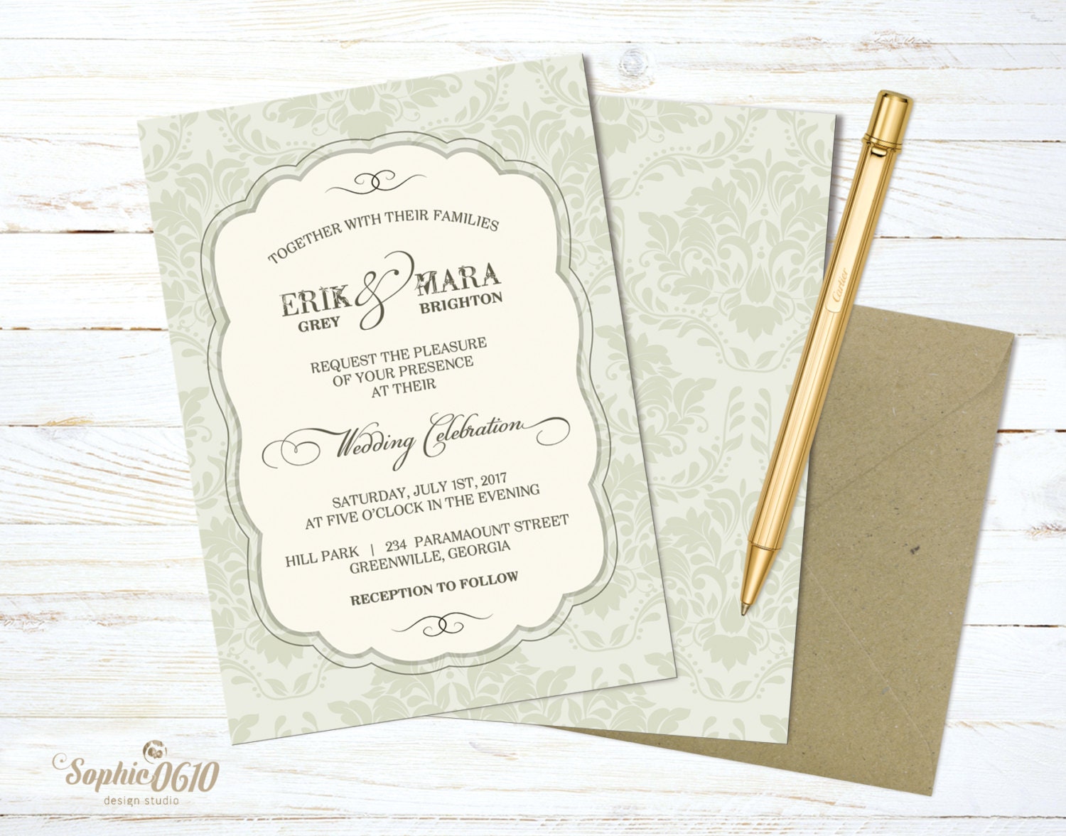 Printable Vintage Baroque Wedding Invitation, Digital Files - Etsy