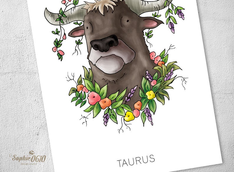Taurus Poster, Horoscope Poster, Taurus Wall Art, Taurus Print, Zodiac ...