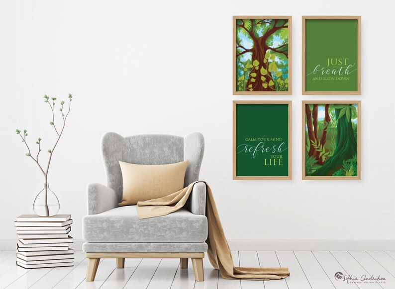 Set of 3 Printable Forest Posters, Nature Illustration Wall Art, Wall ...