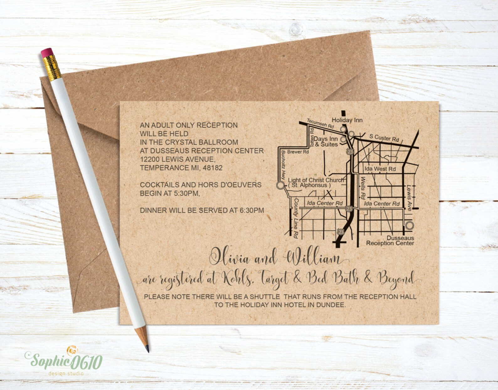 Printable Wedding Reception Card With Custom Map, Digital Wedding Map ...