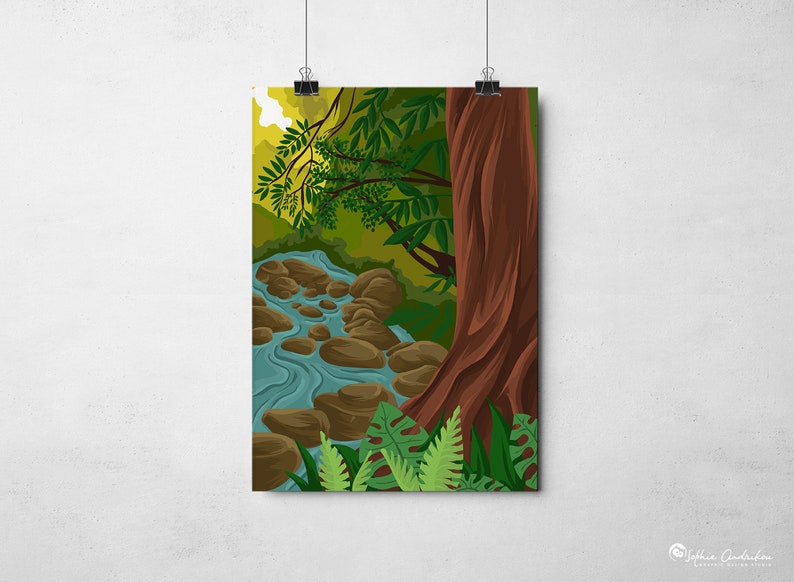 Set of 3 Printable Forest Posters, Nature Illustration Wall Art, Wall ...