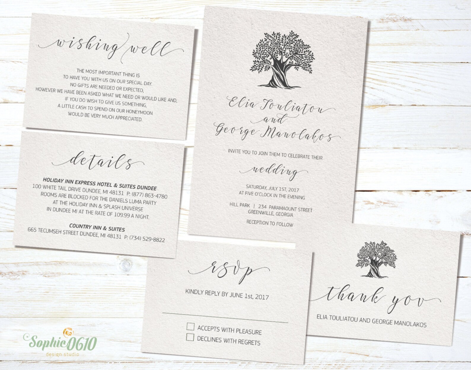 Printable Wedding Invitation Set, Simple Wedding Invitation ...