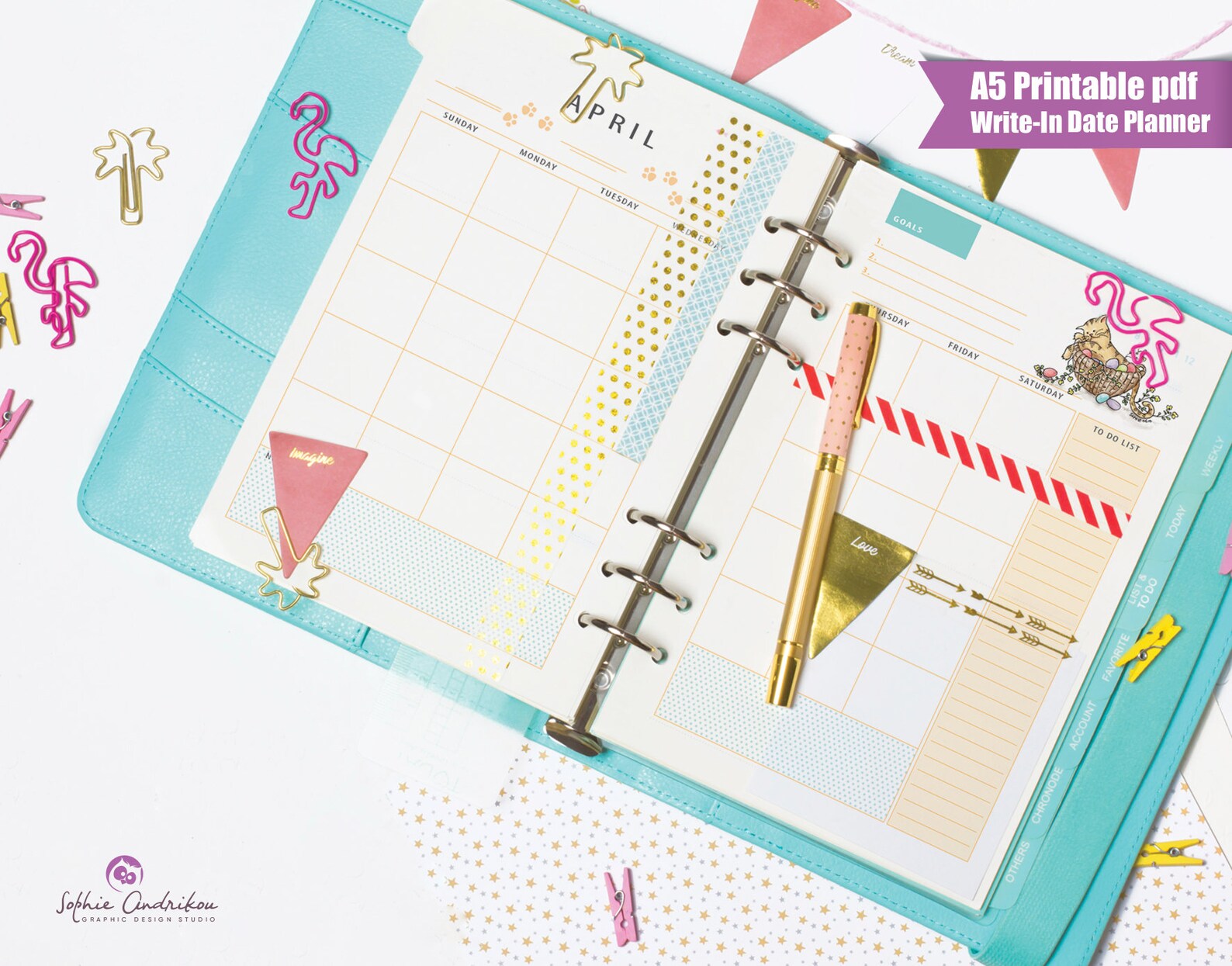 Printable Illustrated Write-in Date Planner Inserts, A5 Digital Diary ...