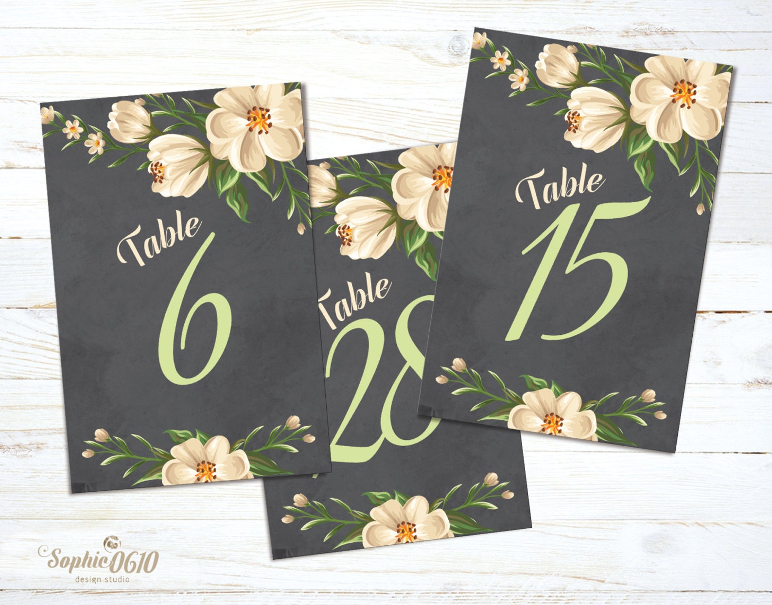 Printable Table Numbers 1-30, Floral Wedding Table Number Cards on ...