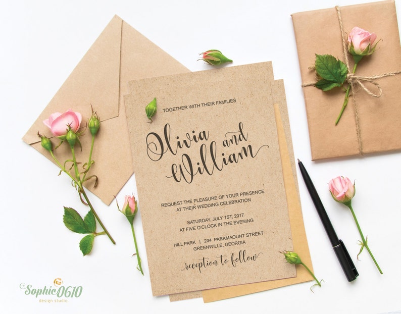 Printable Wedding Invitation Set, Simple Wedding Invitation ...