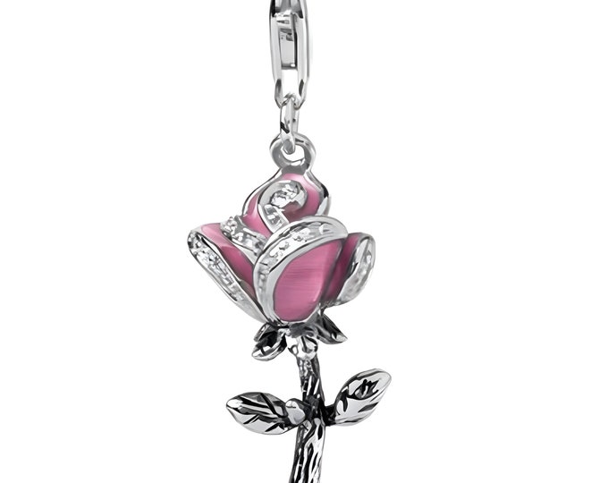 Charm for LINKS, Pandora Links Bracelet 925 Sterling Silver Pink Rose ...