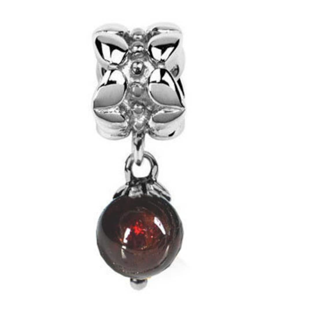 Charm for Pandora , 925 Sterling Silver Dangle With January Dark Red ...