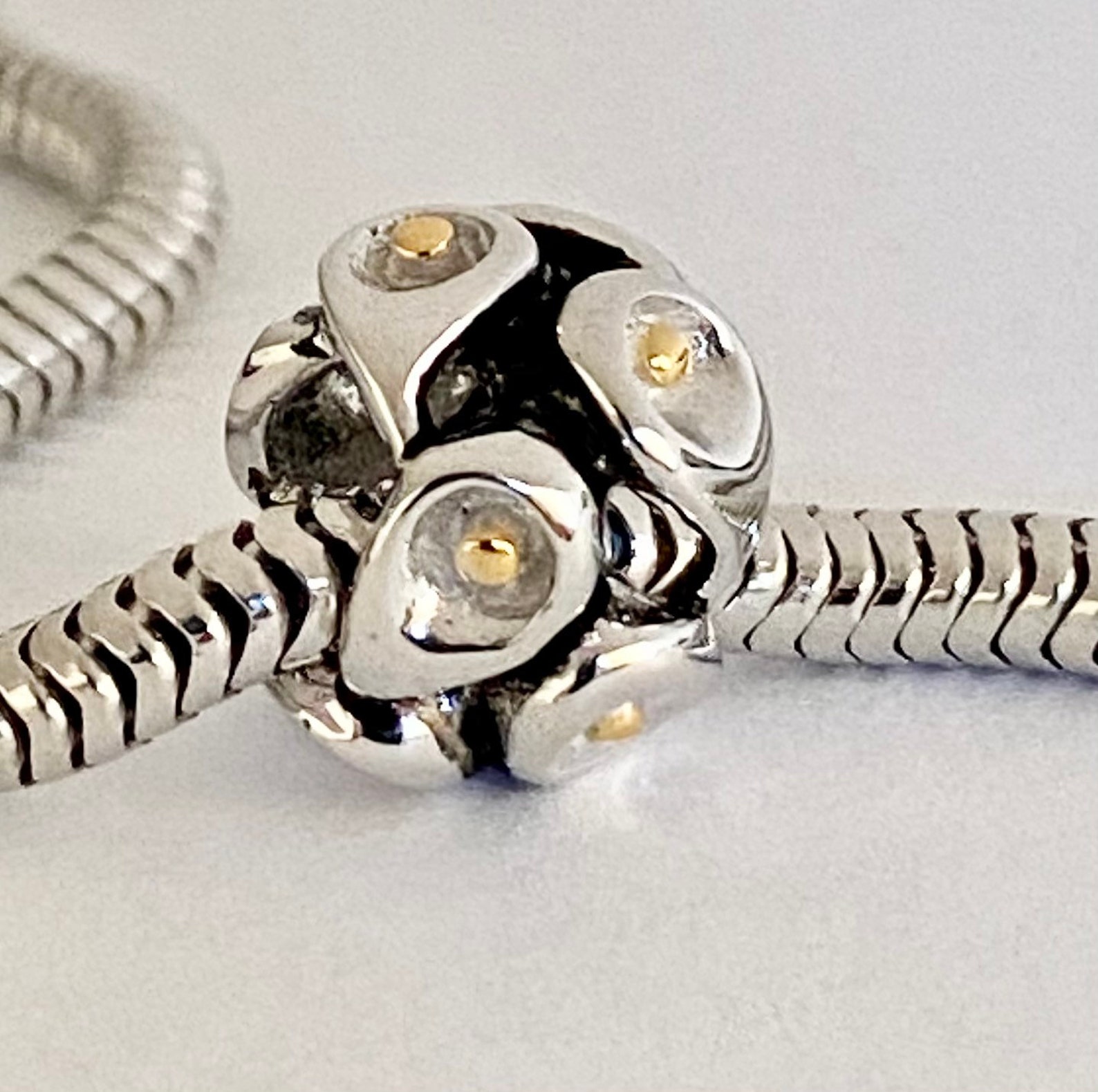 Charm for Pandora 925 Sterling Silver and Gold Collar Lily | Etsy