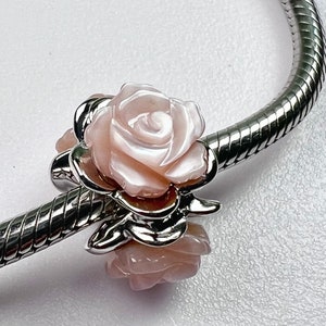 Charm for Pandora 925 Sterling Silver Pink Shiny Roses , White Roses ...
