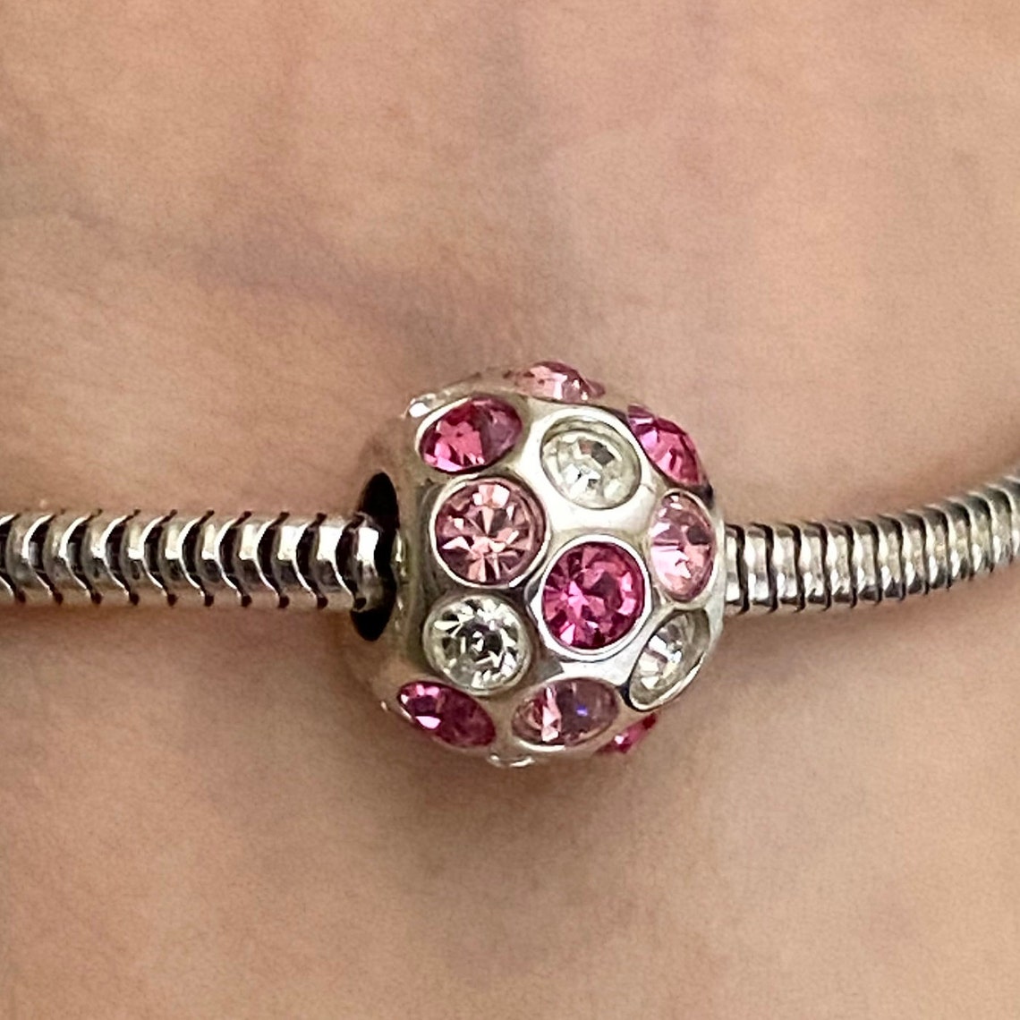 Charm for Pandora 925 Sterling Silver pink Crystal Charm with | Etsy