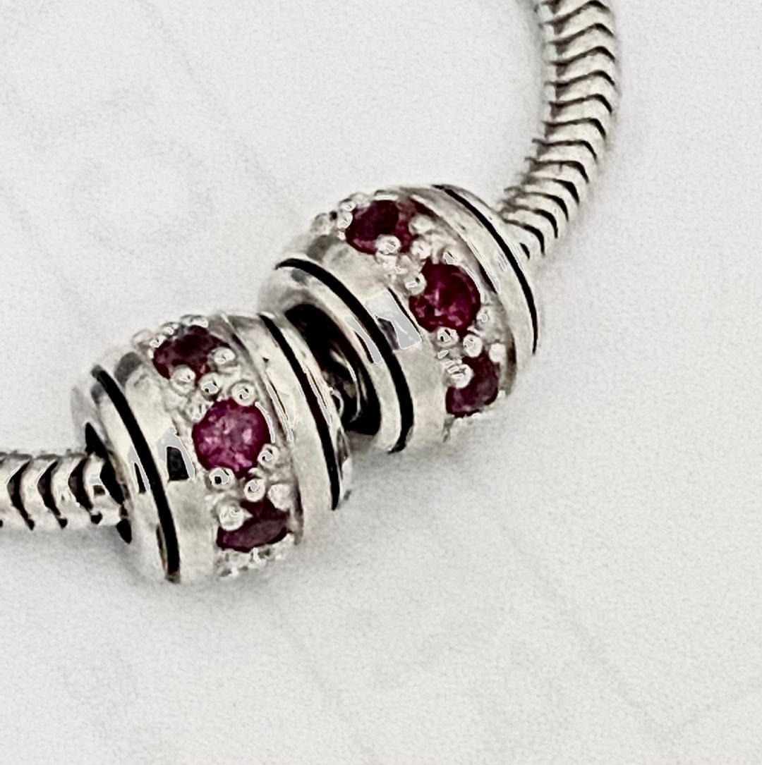 2 Charm for Pandora , 925 Sterling Silver Barrel Charm With Rose Color ...
