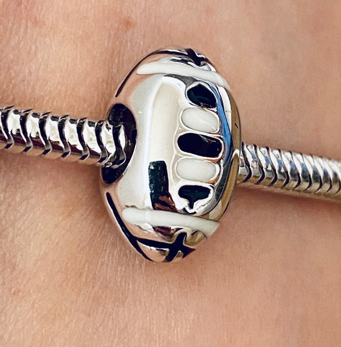 Charm for Pandora 925 Sterling Silver Football Charm Black - Etsy