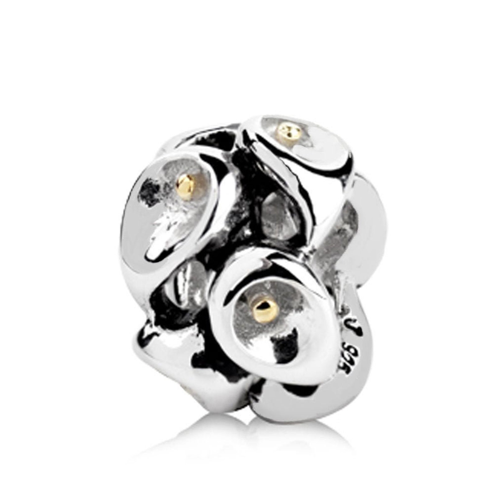 Charm for Pandora 925 Sterling Silver and Gold Collar Lily | Etsy