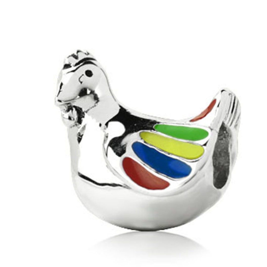 Charm for Pandora 925 Sterling Silver Chicken Hen Charm With Enamel - Etsy