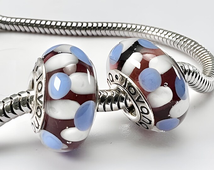 2 Charms for Pandora Beautiful Hibiscus Murano on 925 Sterling Silver ...